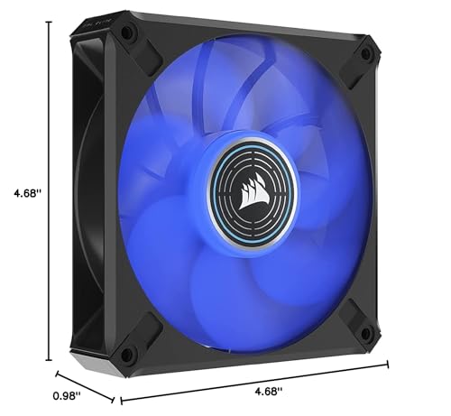 CORSAIR ML120 LED Elite, 120mm Magnetic Levitation Blue LED Case Fan with AirGuide, Single Pack, Black