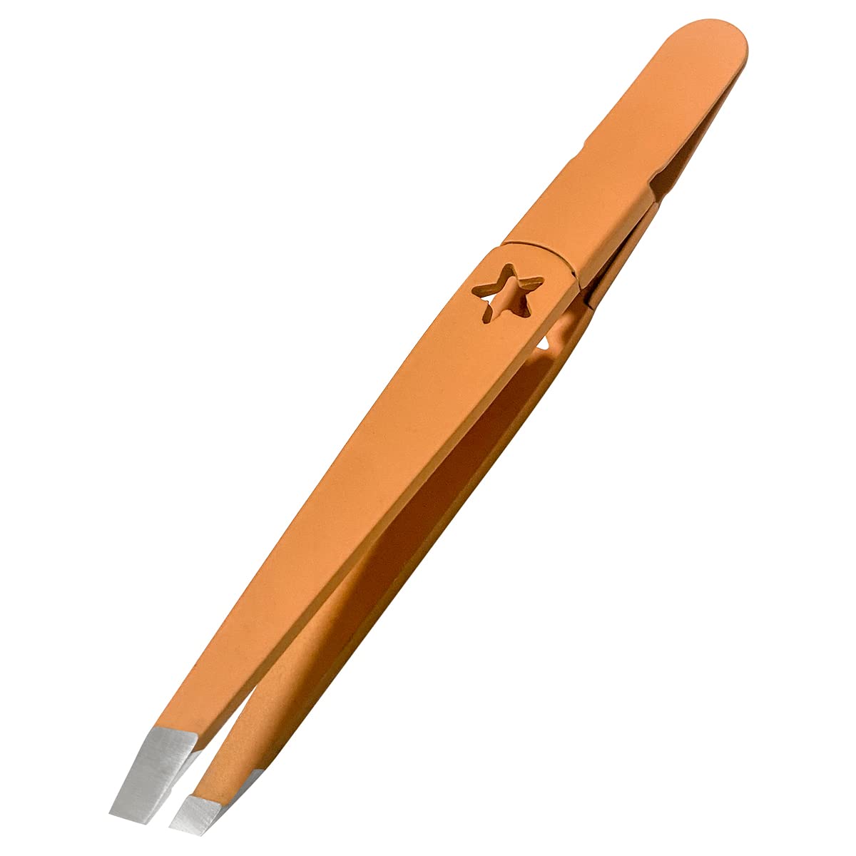Slant Tip Eyebrow Tweezers, Houdian 1 Pack Stainless Steel Hair Removal Makeup Tool for Women & Men (Orange)