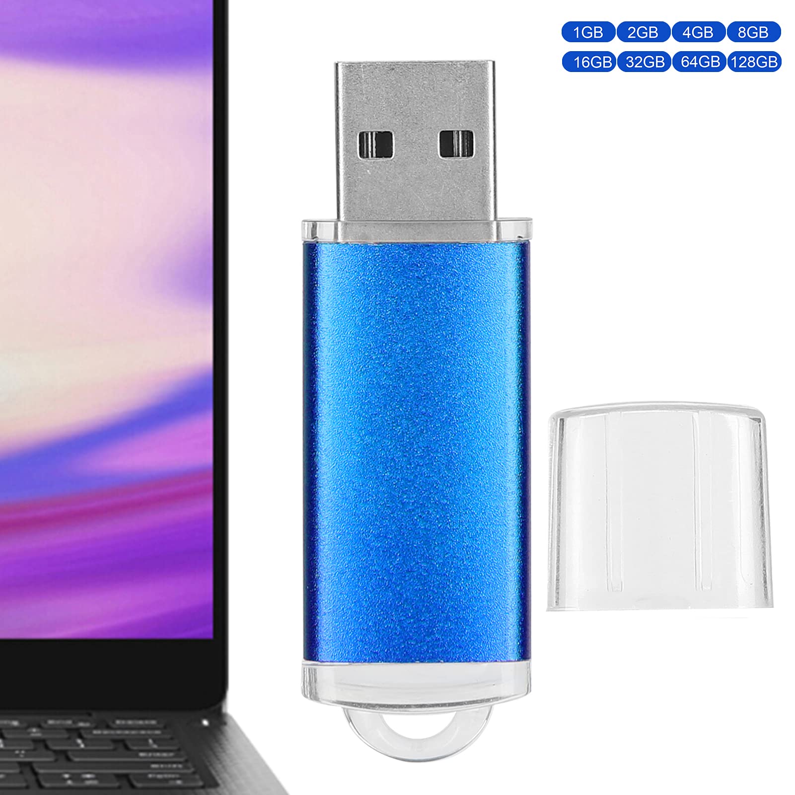Kafuty-1 USB 2.0 Flash Drive,Storage Memory Stick Pen Drives with Transparent Cover,Portable Thumb Drives Flash Drive for Window2003/XP/Vista/7/8/10/ OS X/Linux,Blue(2GB)