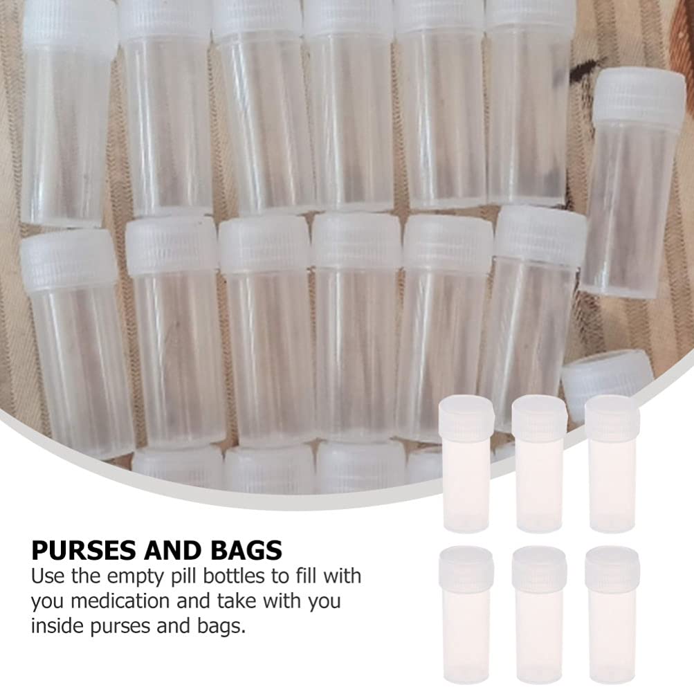 Hemobllo Medication Vials 5ml Plastic Bottles Small Vials Empty Sample Containers with Screw Caps Containers for All Your Pills, Tablets or Supplements (Transparent)
