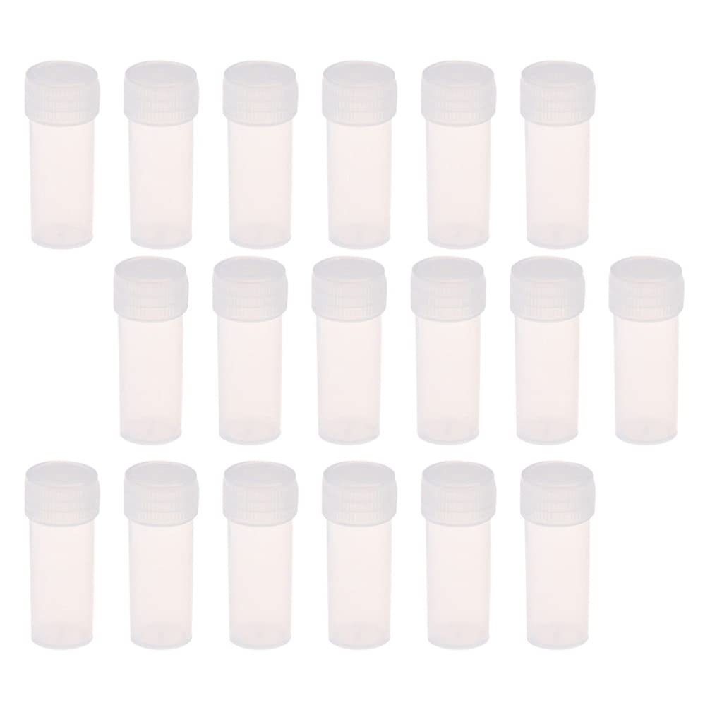 Hemobllo Medication Vials 5ml Plastic Bottles Small Vials Empty Sample Containers with Screw Caps Containers for All Your Pills, Tablets or Supplements (Transparent)