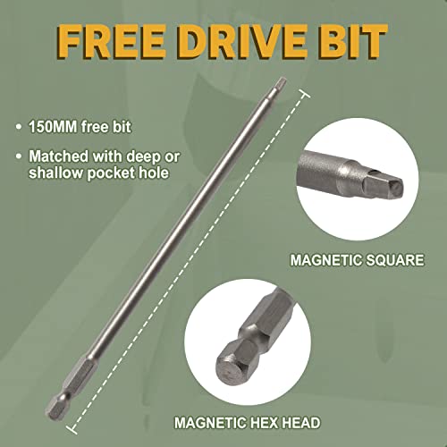 LIONMAX Pocket Hole Screws #8 x 2-1/2", Pocket Wood Screws 285 PCS, Square Drive Washer Head Screws, Coarse Thread with Blue Coated for Outdoor Use, Self Tapping, 150MM Drive Bit Included