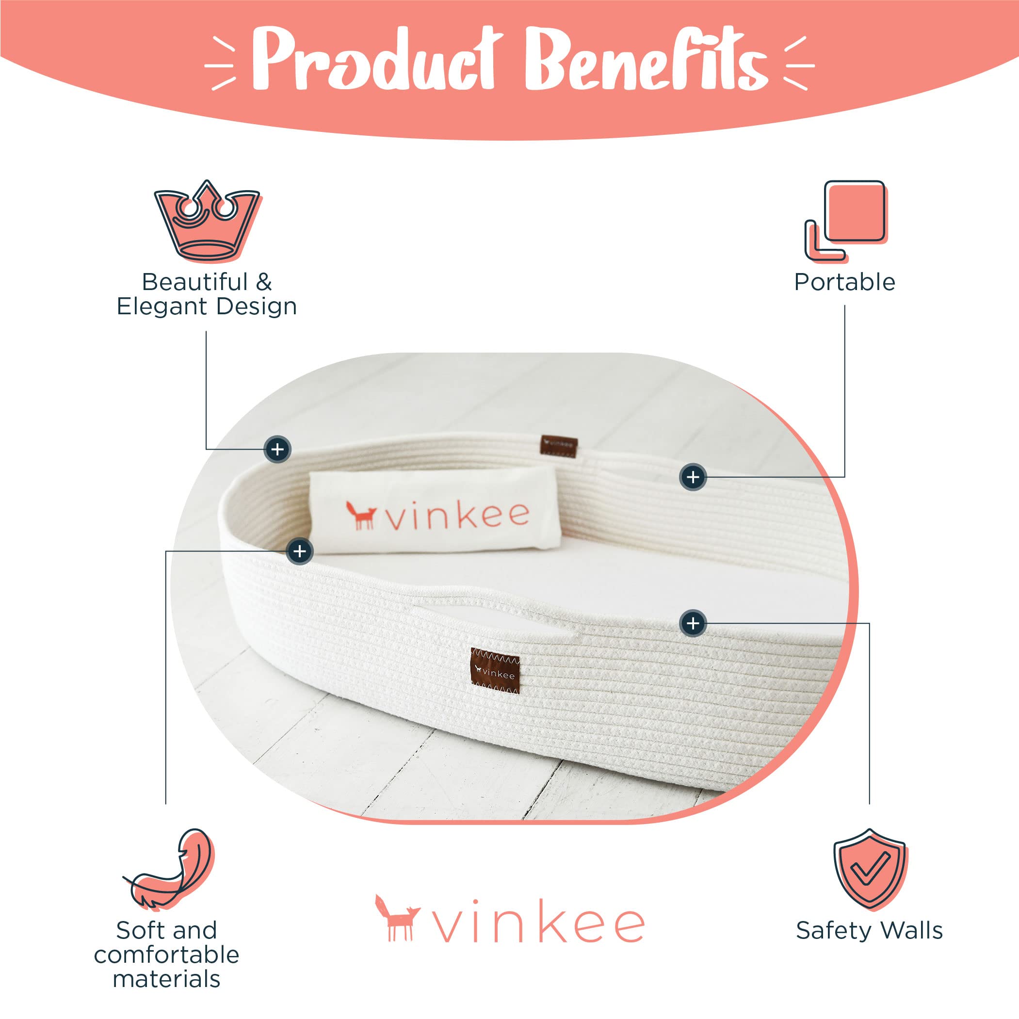 Premium Baby Changing Basket – Portable Changing Table Topper for Dresser – Baby Basket Changing Pad with Waterproof Covers and Bag – Boho Nursery Decor Moses Basket – Diaper Changing Station