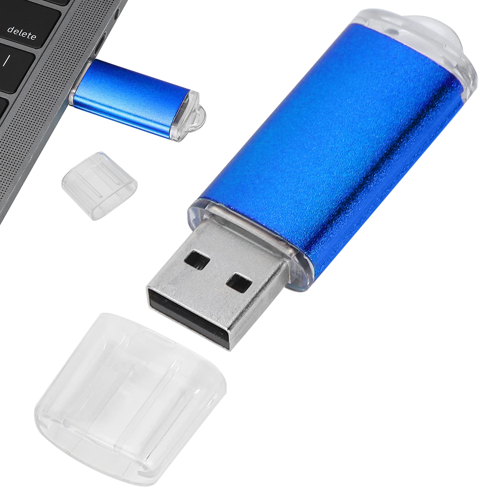 Kafuty-1 USB 2.0 Flash Drive,Storage Memory Stick Pen Drives with Transparent Cover,Portable Thumb Drives Flash Drive for Window2003/XP/Vista/7/8/10/ OS X/Linux,Blue(2GB)