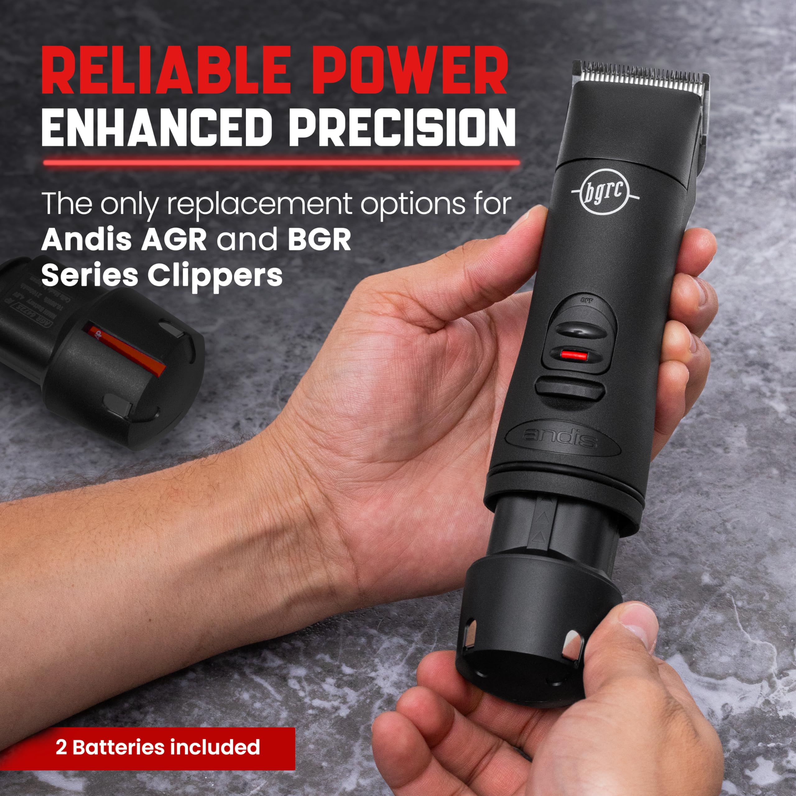 Replacement Battery for Andis PowerGroom AGR and BGR Series Clippers. NiMH, 2100 mAh, Japanese Cells. (Pack of 2)