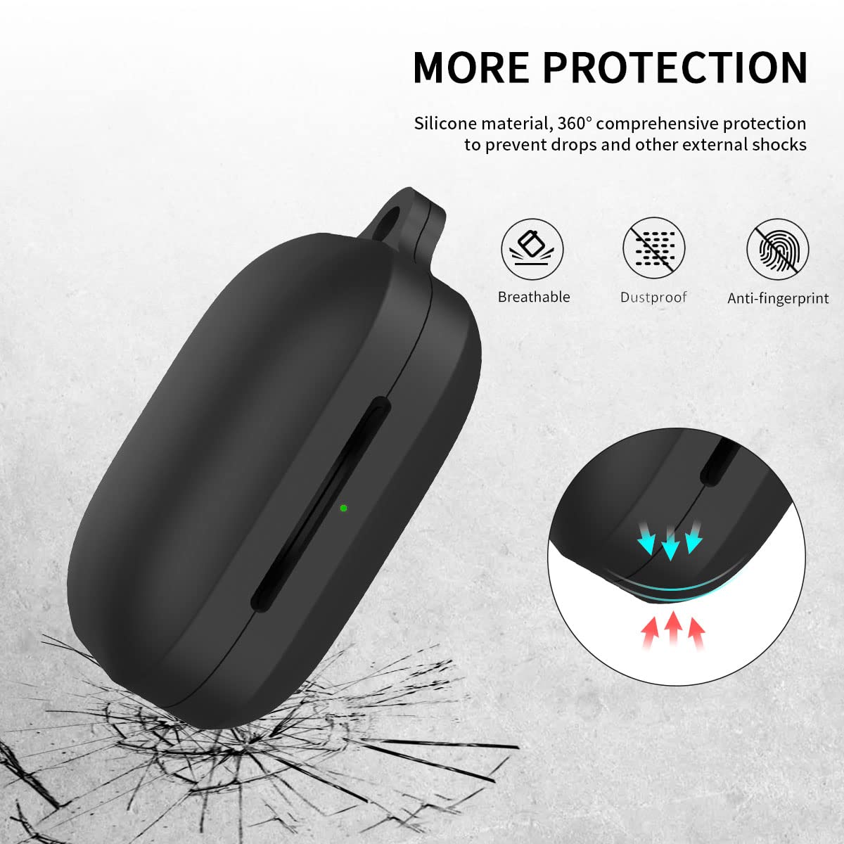 Woocon Case for OnePlus Buds Pro Charging Case,5 in 1 Soft Silicone Cover Accessories Protective Skin Sleeve for OnePlus Buds Pro 2 Wireless Earbuds with Keychain/Strap/Watch Band Holder/Brush(Black)