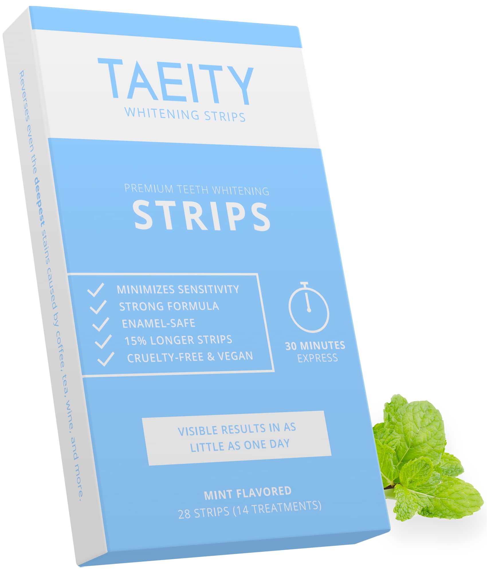 Taeity Teeth Whitening Strips - Non-Sensitive & Strong Formula (28 Strips, 14 Treatments)