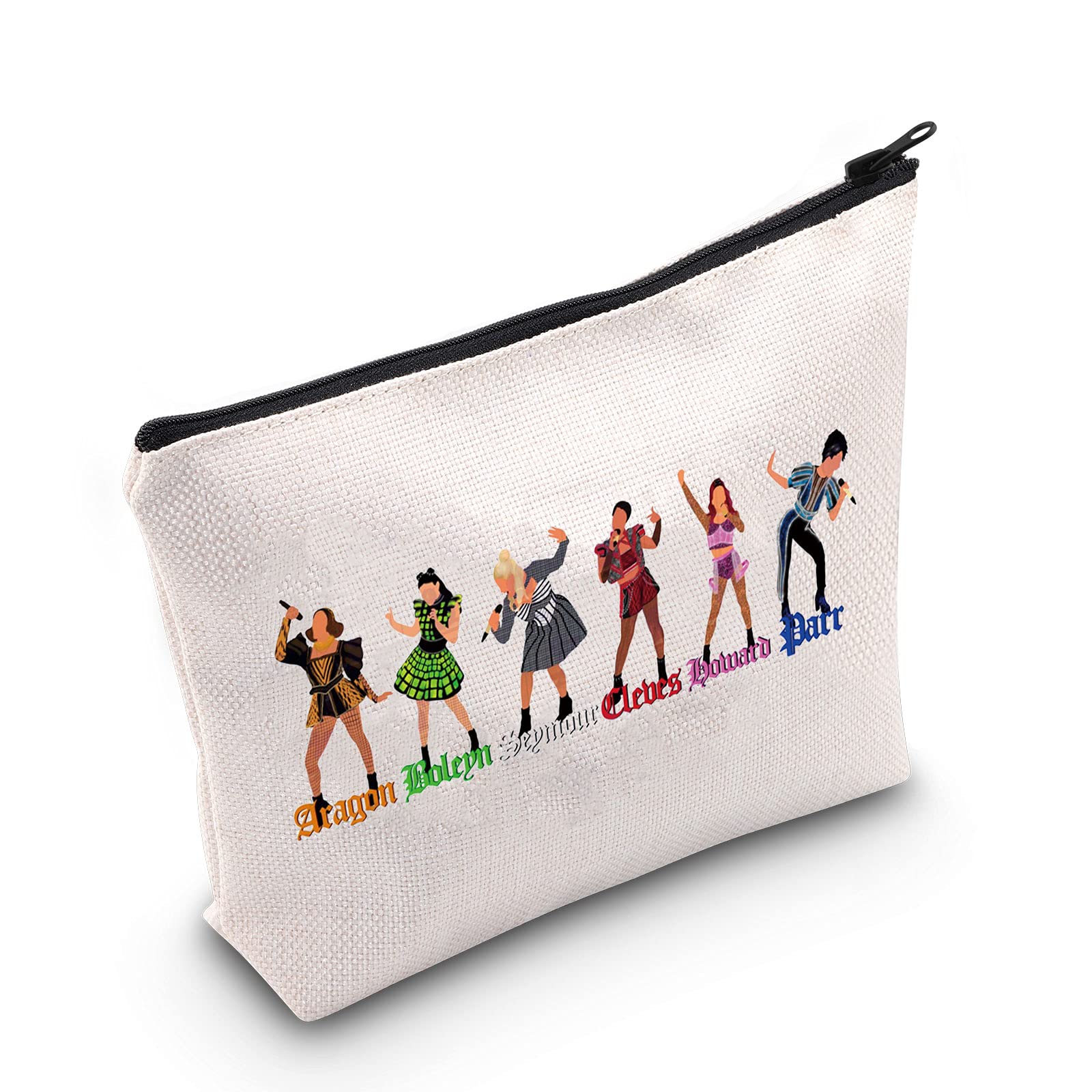 G2TUP The Musical Queens Inspired Gift British History Cosmetic Bag Makeup Bag Musical Theater Fan Gift (British History White Bag)