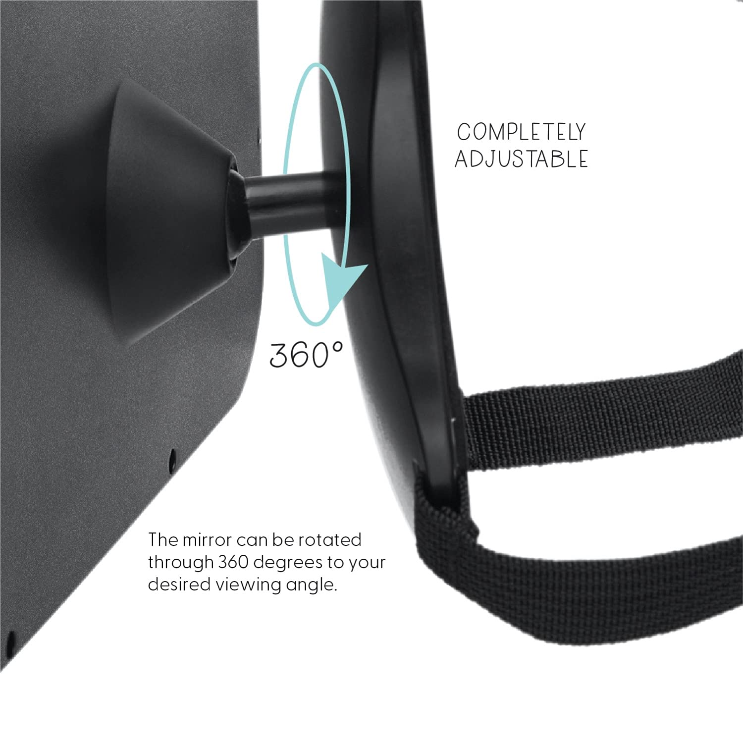 The Peanutshell Back Seat Mirror β Premium Shatterproof Acrylic Baby Mirror for Car, Wide Angle 360 Degrees Fully Adjustable and Easy to Install Baby Travel Essential, Mirror for Car Seat Rear Facing