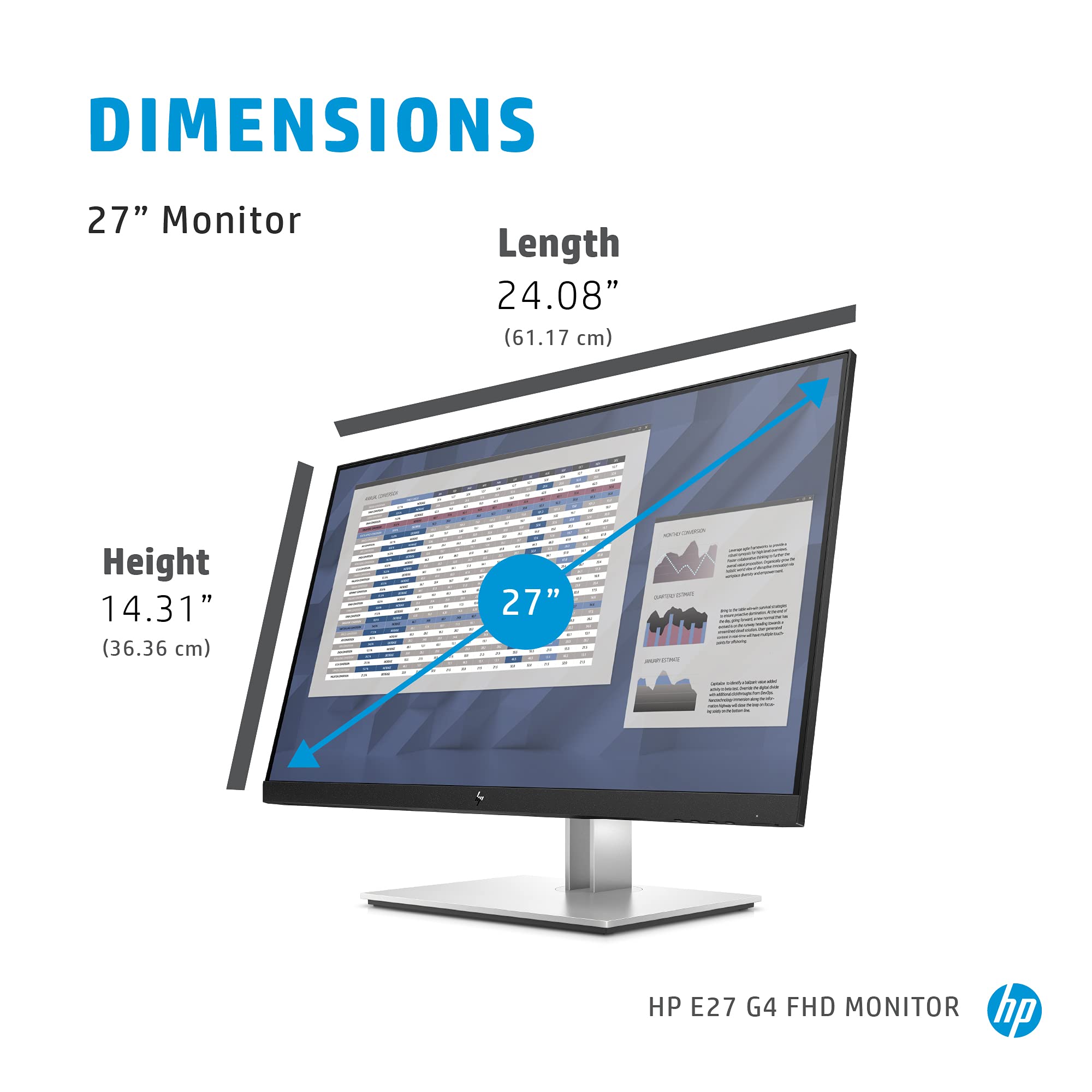 HP E27 G4 27-inches Full HD 1920 x 1080 Pixels Anti-Glare IPS Monitor with Low Blue Light Mode and On-Screen Control