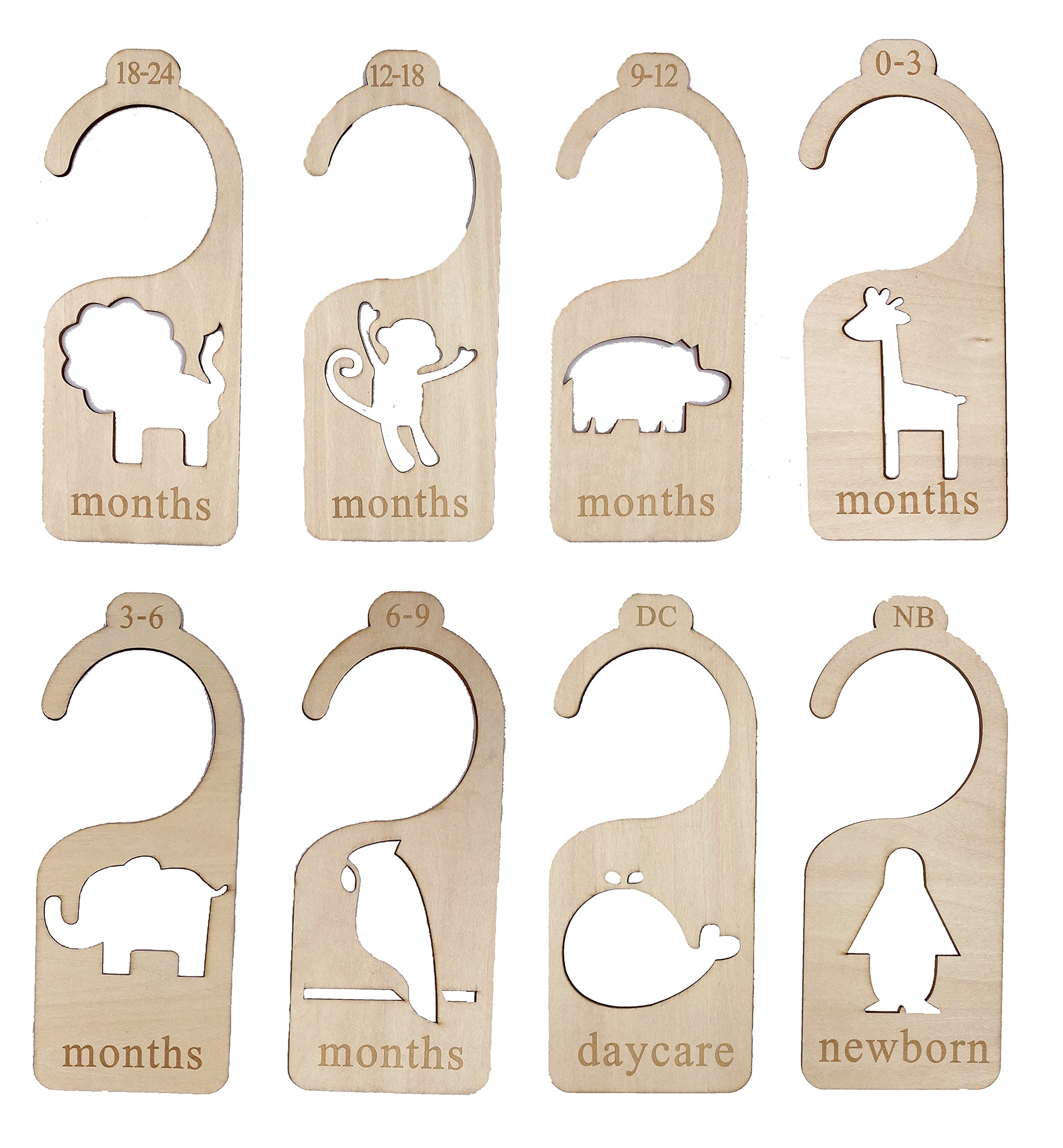 Goldenvalueable Baby Closet Dividers Wooden Animal Style for Nursery - 8PCS