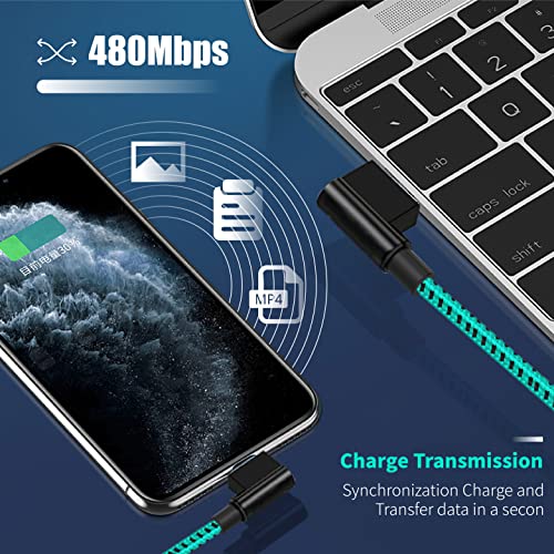iPhone Lightning Charger Cable 10FT [MFi Certified] Right Angle 90 Degree Nylon Braided Charging Cord Extra Long for iPhone 12/12pro/11/11pro/XS MAX/XR/8/7（3Pack）