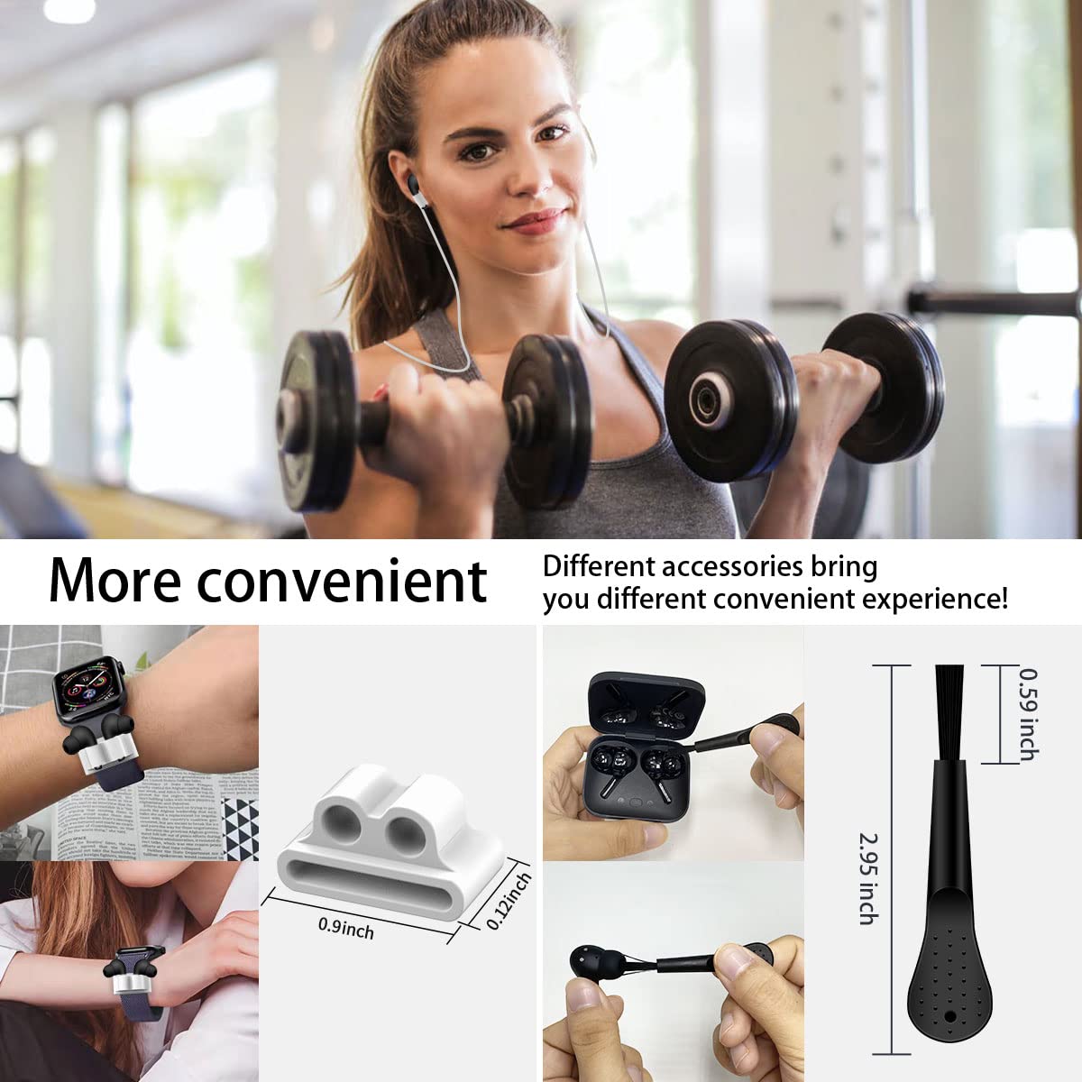 Woocon Case for OnePlus Buds Pro Charging Case,5 in 1 Soft Silicone Cover Accessories Protective Skin Sleeve for OnePlus Buds Pro 2 Wireless Earbuds with Keychain/Strap/Watch Band Holder/Brush(Black)