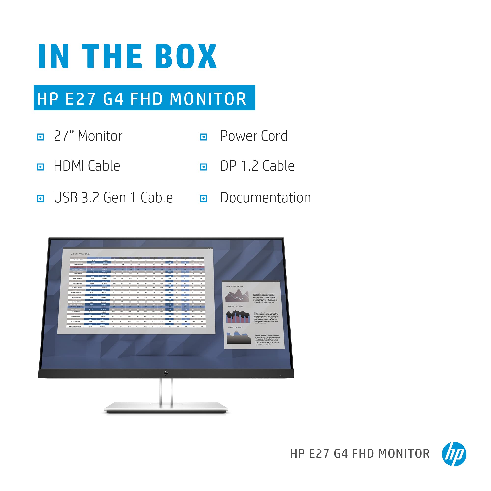 HP E27 G4 27-inches Full HD 1920 x 1080 Pixels Anti-Glare IPS Monitor with Low Blue Light Mode and On-Screen Control