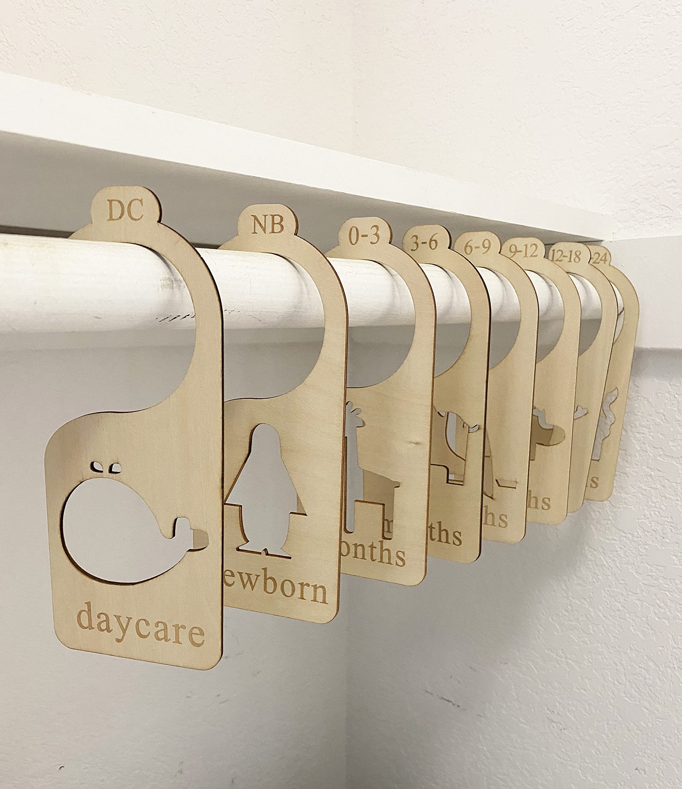 Goldenvalueable Baby Closet Dividers Wooden Animal Style for Nursery - 8PCS