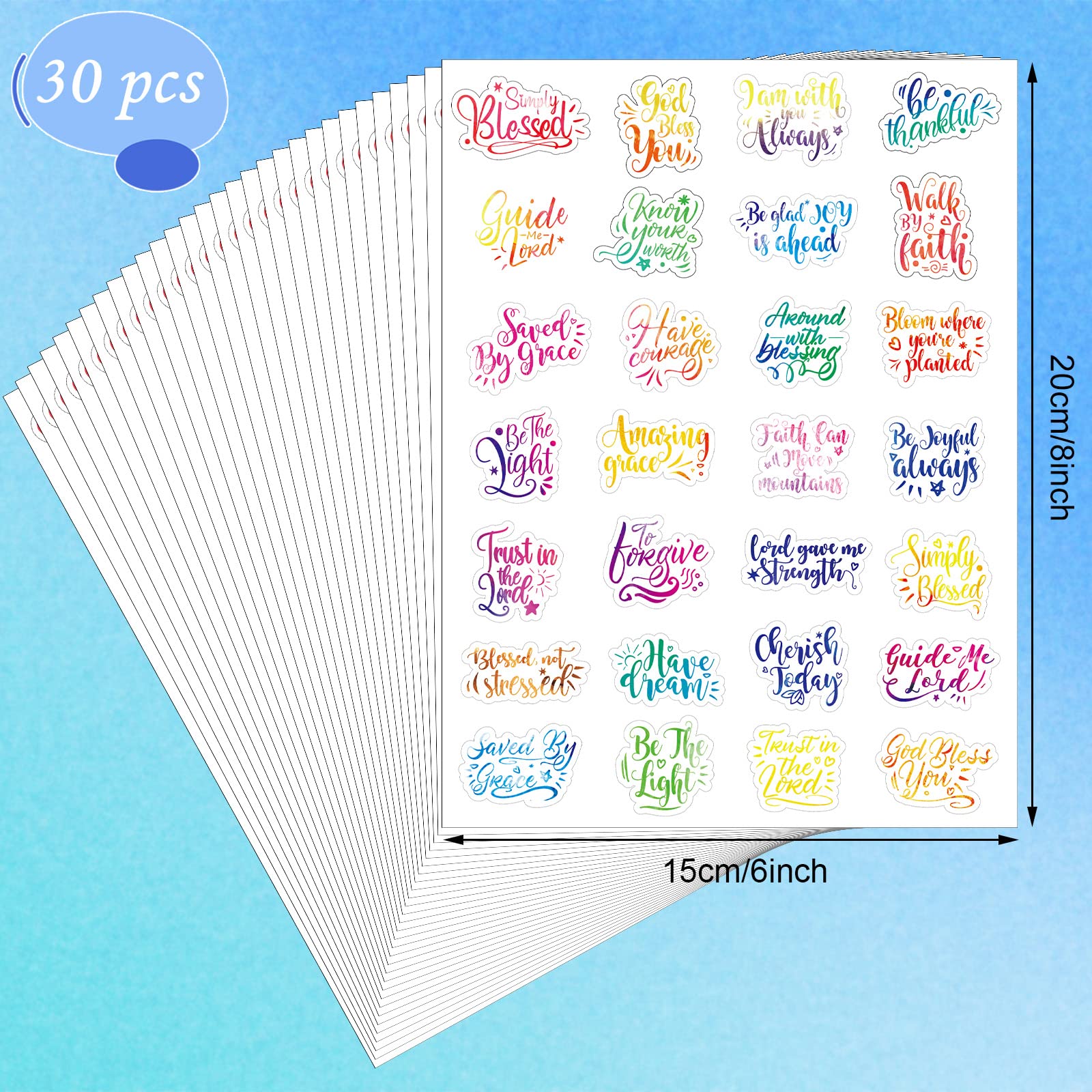 840 Pieces Inspirational Clear Bible Verse Stickers Clear Sticker Motivational Verse Encouraging Scripture Decals Pray Labels for Laptop Bottle Planner Diary Scrapbooks Album(Multicolor)