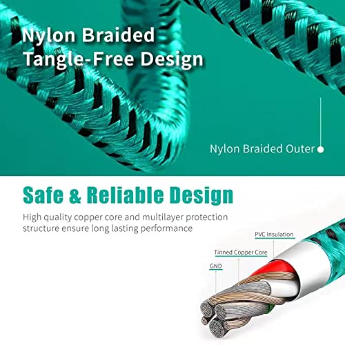 iPhone Lightning Charger Cable 10FT [MFi Certified] Right Angle 90 Degree Nylon Braided Charging Cord Extra Long for iPhone 12/12pro/11/11pro/XS MAX/XR/8/7（3Pack）