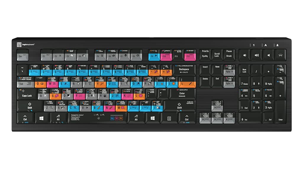 Logickeyboard Designed for Photoshop CC, InDesign CC and Illustrator CC Compatible with Win 7-11 - Astra 2 Backlit Keyboard # LKB-AGDA-A2PC-US