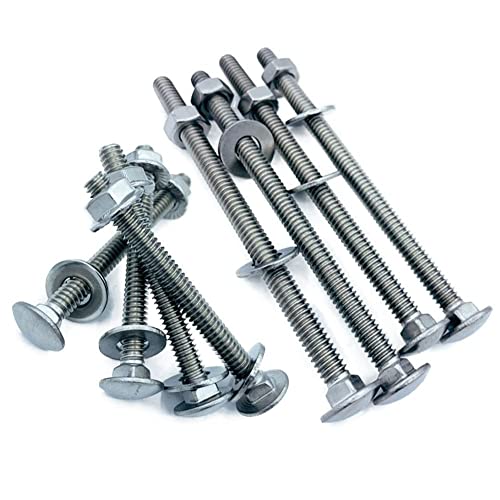 DEYTEH (12Pcs) 304 Stainless Universal Headboard or Footboard Hardware Bolts and Nuts 4 inches 2-1/2'' Long Carriage for Furniture Beds Sofa Table Chairs Wheelbarrow Handles Replacement Kit