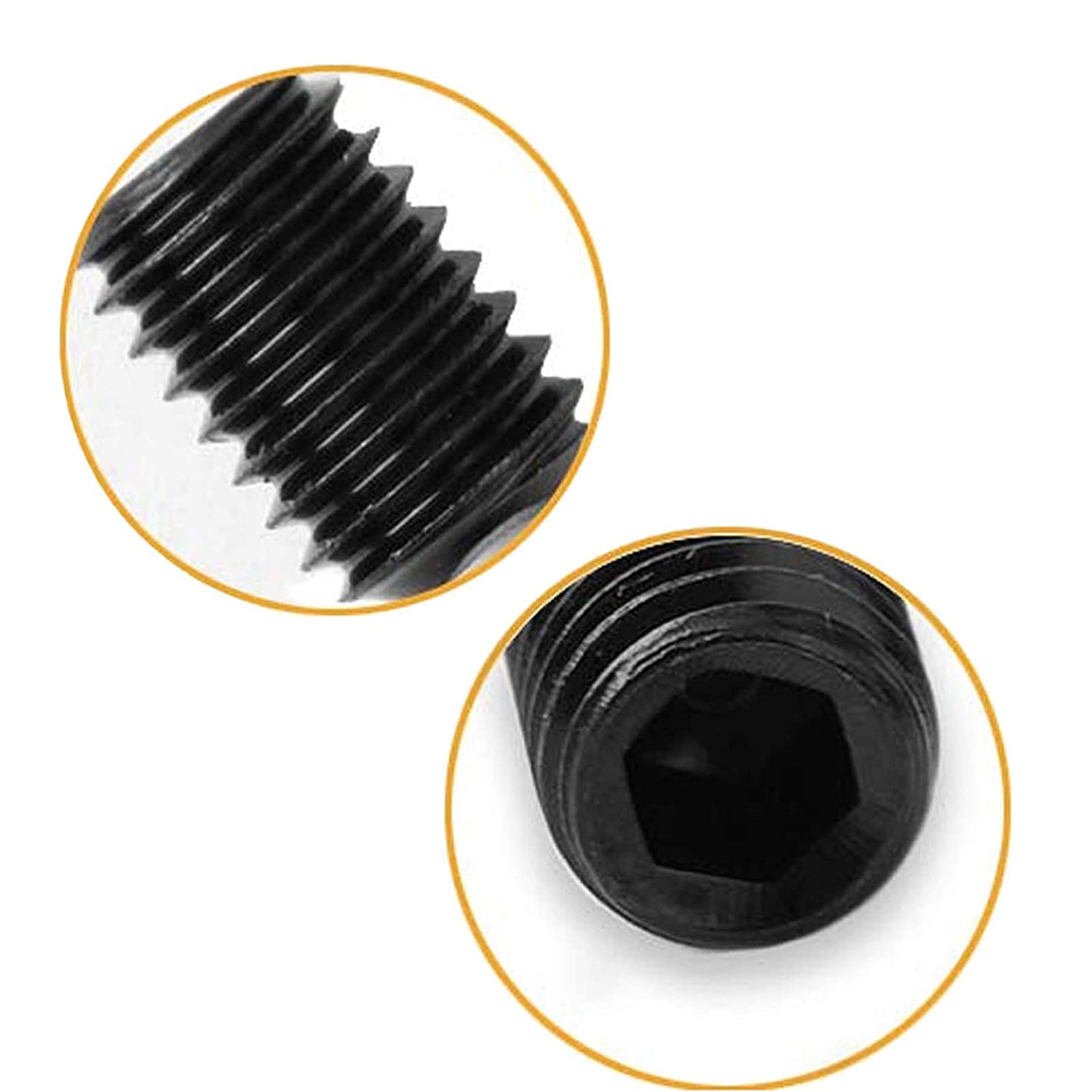 M3-0.5 x 4mm Black Hex Socket Set Grub Screws,Headless Cup Point,Flat Point Grub Bolt,Internal Hex Drive,Alloy Steel,12.9 Class Carbon Steel,External Thread 100 Pcs