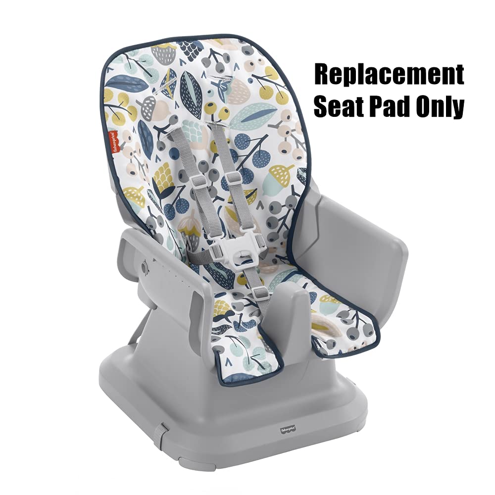 F-Price Replacement Part for Fisher-Price Highchair - GVH09 ~ Space-Saver High-Chair Booster Seat ~ Navy Foliage ~ Replacement Seat Pad,Blue, White