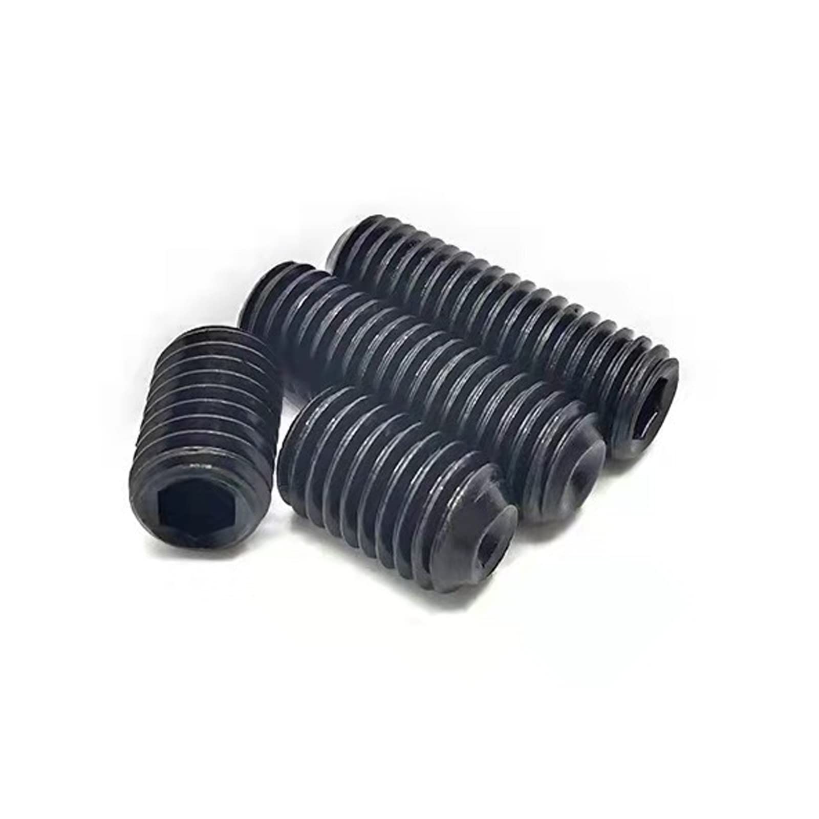 M3-0.5 x 4mm Black Hex Socket Set Grub Screws,Headless Cup Point,Flat Point Grub Bolt,Internal Hex Drive,Alloy Steel,12.9 Class Carbon Steel,External Thread 100 Pcs