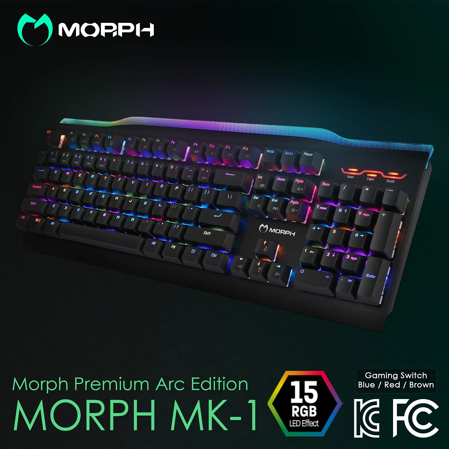 WIZMAX, MK1 PC Gaming Keyboard, USB Wired RGB Mechanical Gaming Keyboard, High-End Aluminum Backplate, Multimedia Function Keys, Red Linear 2nd Gen Manic Switch for Windows PC Gamers [Black]