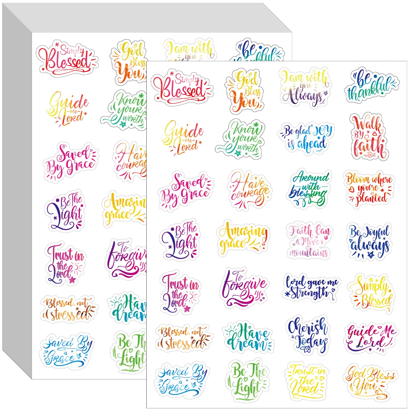 840 Pieces Inspirational Clear Bible Verse Stickers Clear Sticker Motivational Verse Encouraging Scripture Decals Pray Labels for Laptop Bottle Planner Diary Scrapbooks Album(Multicolor)