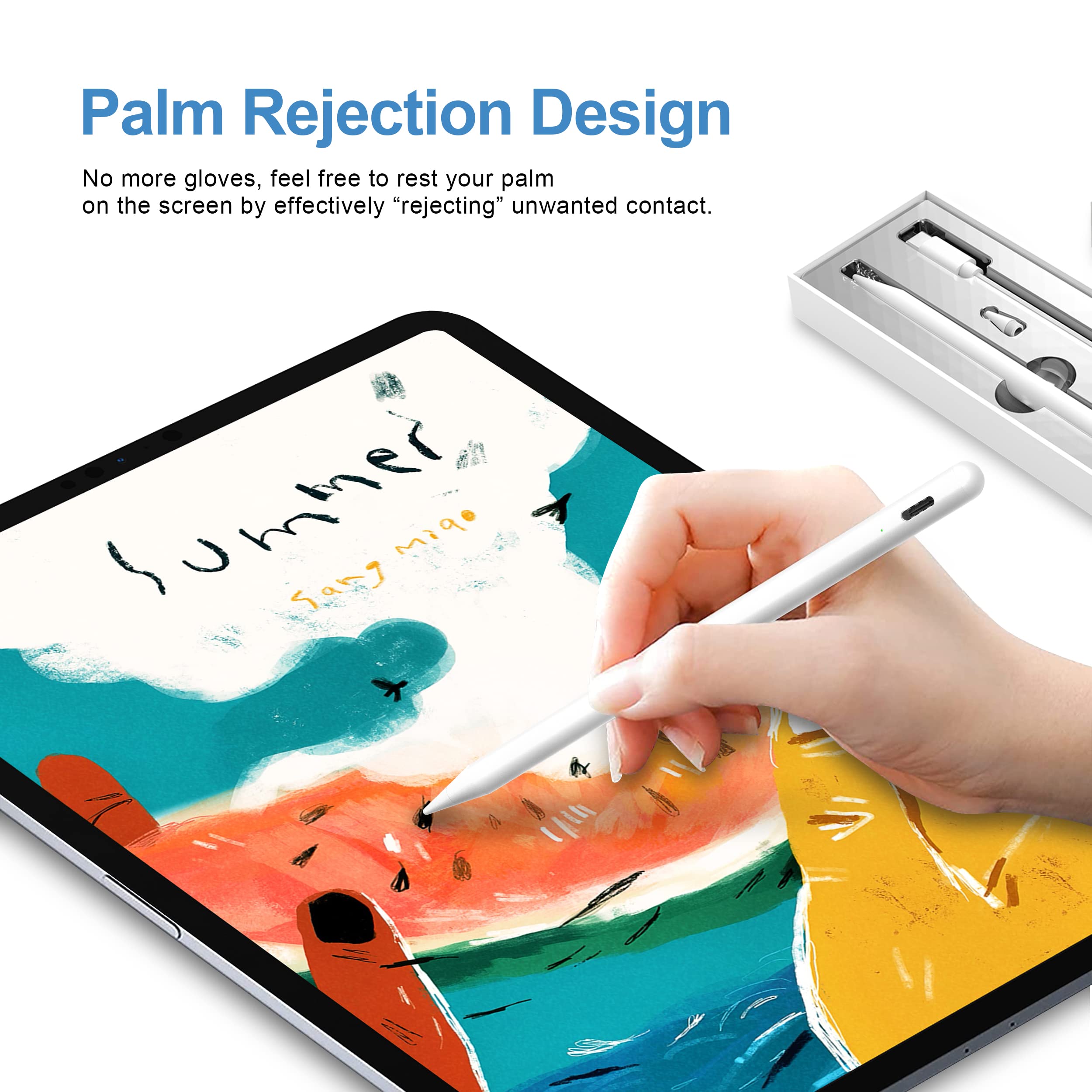 Stylus Pen Fit for iPad 9th&10th Generation, Apple Pencil Compatible with 2018-2024 iPad Pro/Air/Mini Series Models - (Upgraded Pen 1st/2nd Generation)