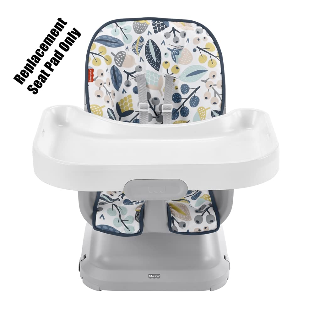 F-Price Replacement Part for Fisher-Price Highchair - GVH09 ~ Space-Saver High-Chair Booster Seat ~ Navy Foliage ~ Replacement Seat Pad,Blue, White