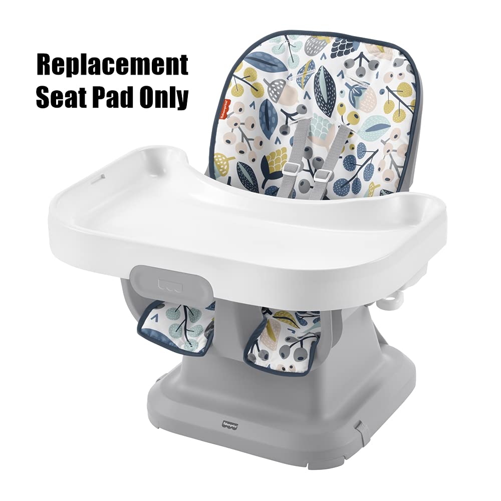 F-Price Replacement Part for Fisher-Price Highchair - GVH09 ~ Space-Saver High-Chair Booster Seat ~ Navy Foliage ~ Replacement Seat Pad,Blue, White