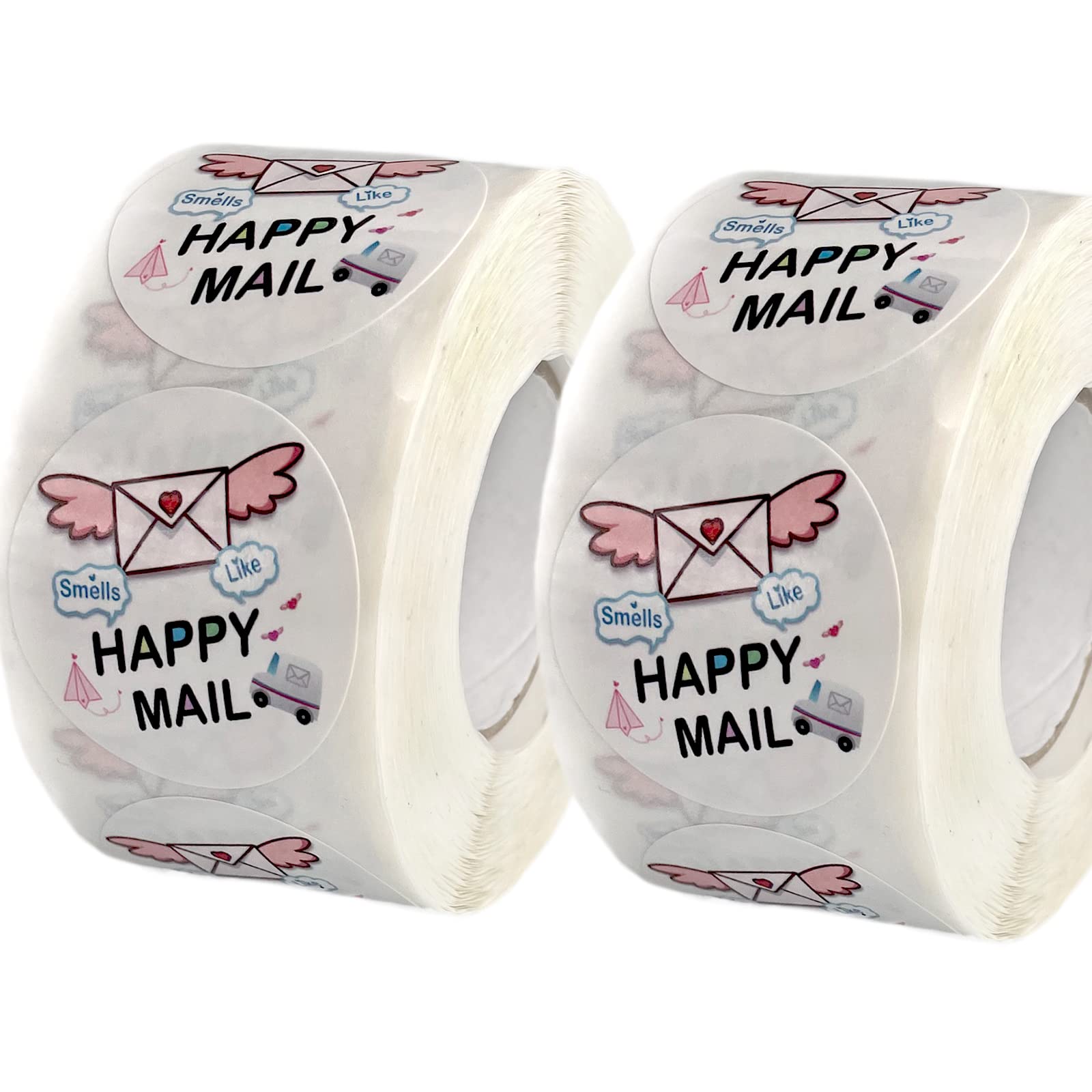 1200 PCS Smells Like Happy Mail Stickers, TNE Creator 2 Pack 1.5 Inch Happy Mail Labels Small Shop Stickers Thank You Customer Sticker Labels for Small Businesses Packaging Sticker, Handmade Sticker