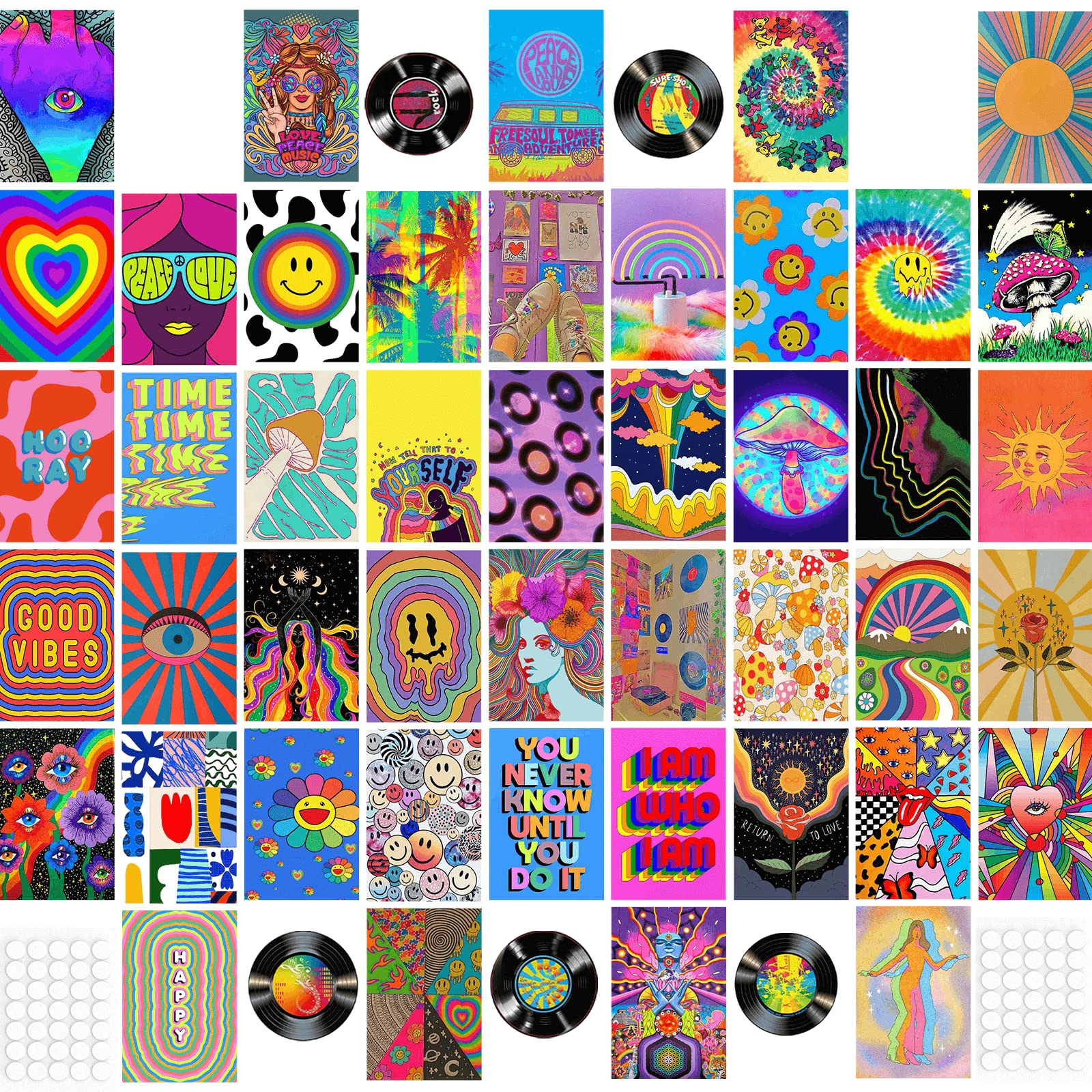 Fuiyoh Room Decor Aesthetic| Posters for Room Aesthetic Indie Wall Collage Kit – 45Pcs Photo Collage| Preppy Room Decor Aesthetic Tiktok| Trippy Room Decor for Bedroom | 4X 6