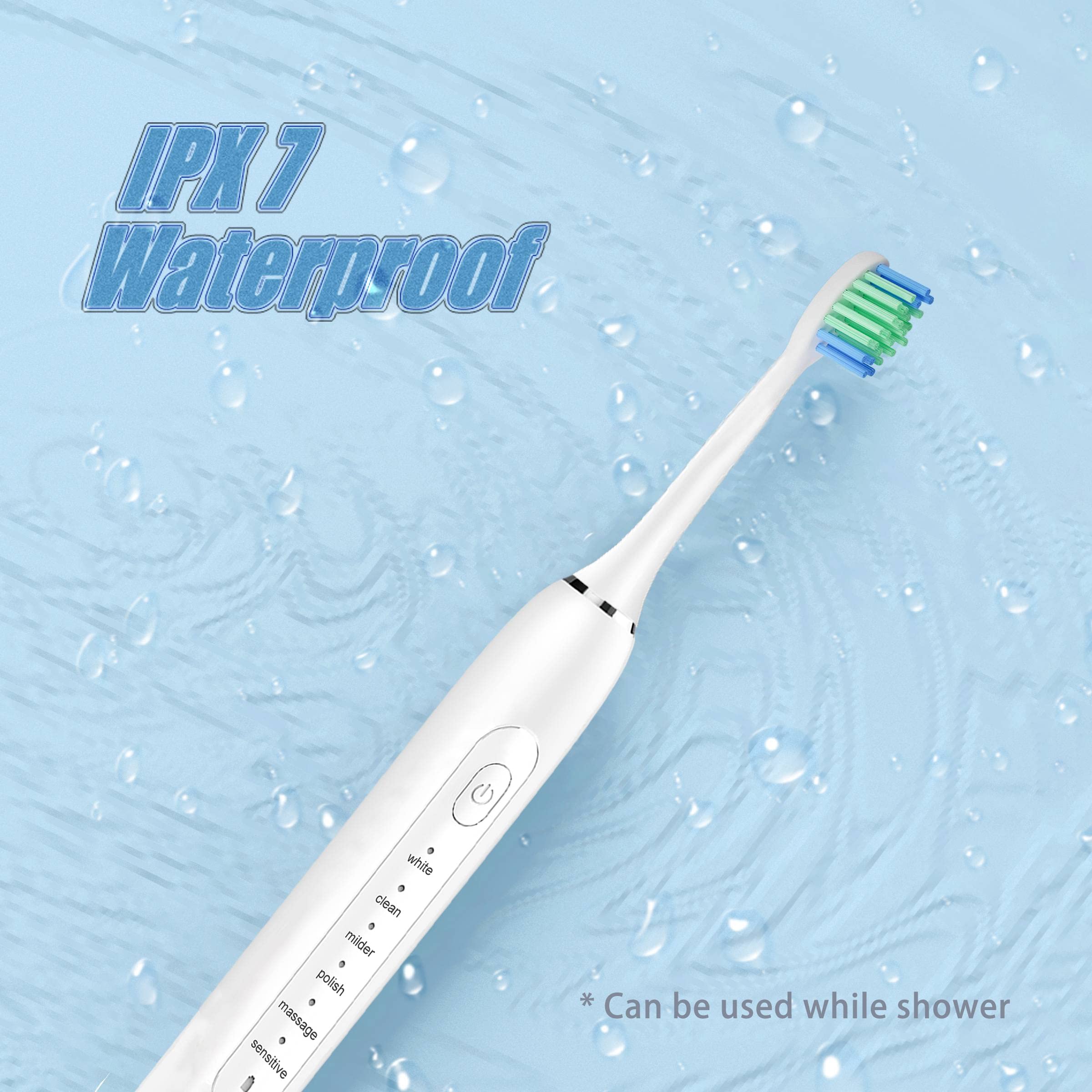 AUWISH Sonic Electric Toothbrush for Kids and Adults with 6 Modes, 4 Medium Brush Heads, Fast Charge, and Timer Reminder, White