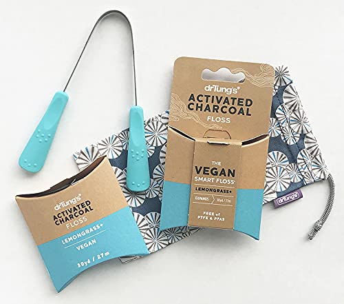 Activated Charcoal Floss Plus Stainless Tongue Cleaner