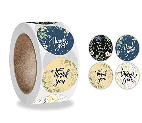 Thank You Stickers, 1000 Pieces Round Shape Labels in 2 Rolls Large Self-Adhesive Thank You Decoration for Holiday, Parties, Home, School, Office
