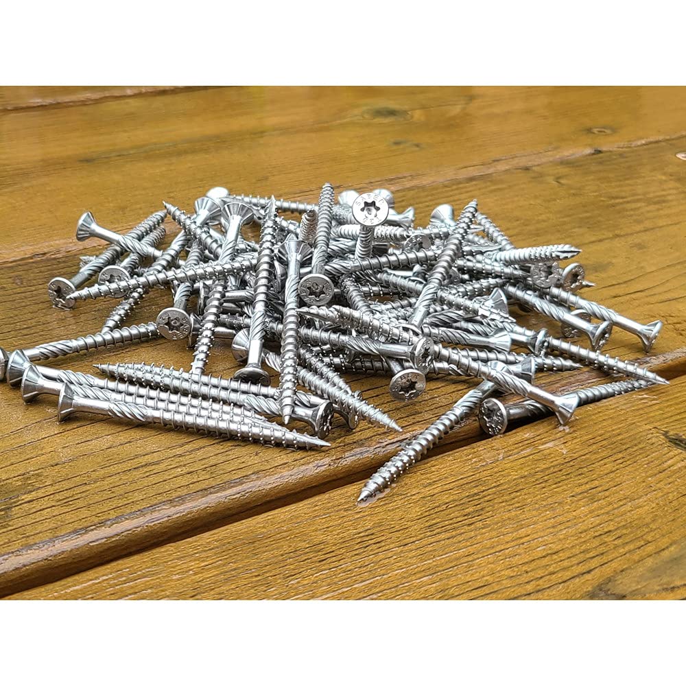Saberdrive Star Drive Floorboard Screws with Wings, 5lb Box, Approx. 159 Pieces - 1/4" x 3" Self Tapping Screws, Heat, Abrasion, & Corrosion Resistant Thread Forming Screws for Flooring, Repair