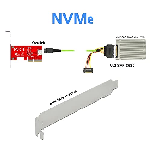 NFHK PCI-E 3.0 Express 4.0 x4 to Oculink Internal SFF-8612 SFF-8611 Host Adapter for PCIe SSD with Bracket