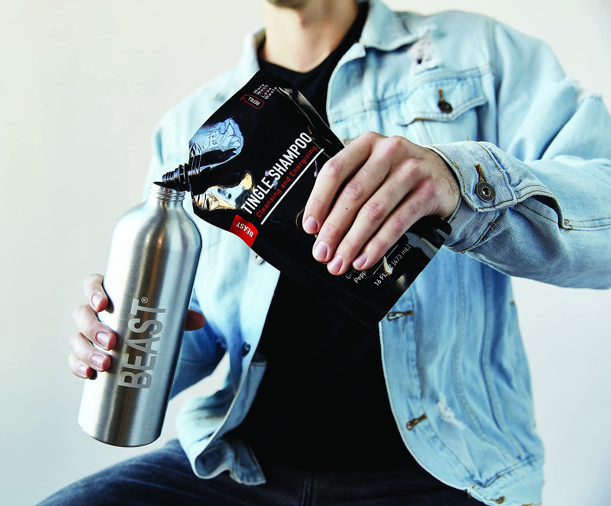 Beast Tingle Shampoo + Reusable Bottle Set, 16oz