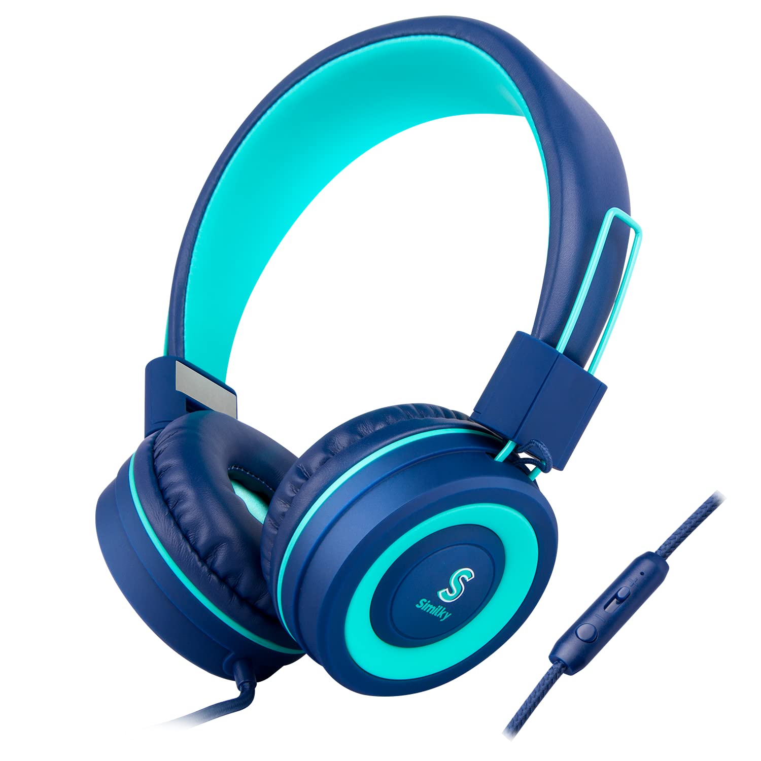 Kids Headphones Wired, Wired Headphones with Microphone, Volume Limiter 85/94dB, 3.5mm Jack for iPad/Kindle/Fire/Girls/Boys/School/Travel - Navy Blue