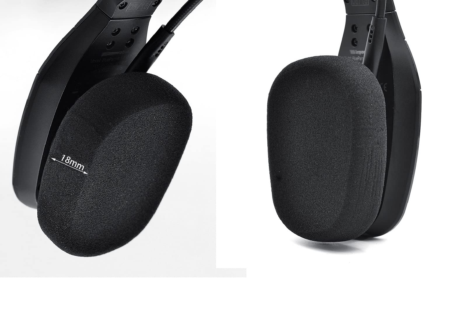 VEKEFF Replacement Cushion Ear Pads Kit for BlueParrott B450-XT Bluetooth Headset (Black, Foam Ear Cushions + Microphone Foam)
