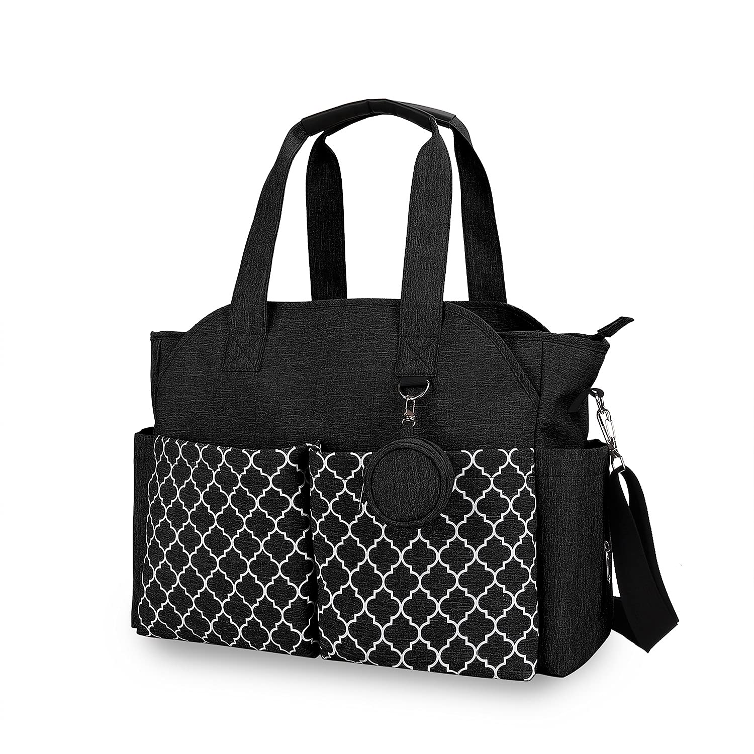 Lmbabter Diaper Bag Tote with Changing Station Upgrade Multi-Function Baby Bag with Adjustable Shoulder Strap Insulated Pockets (Black)