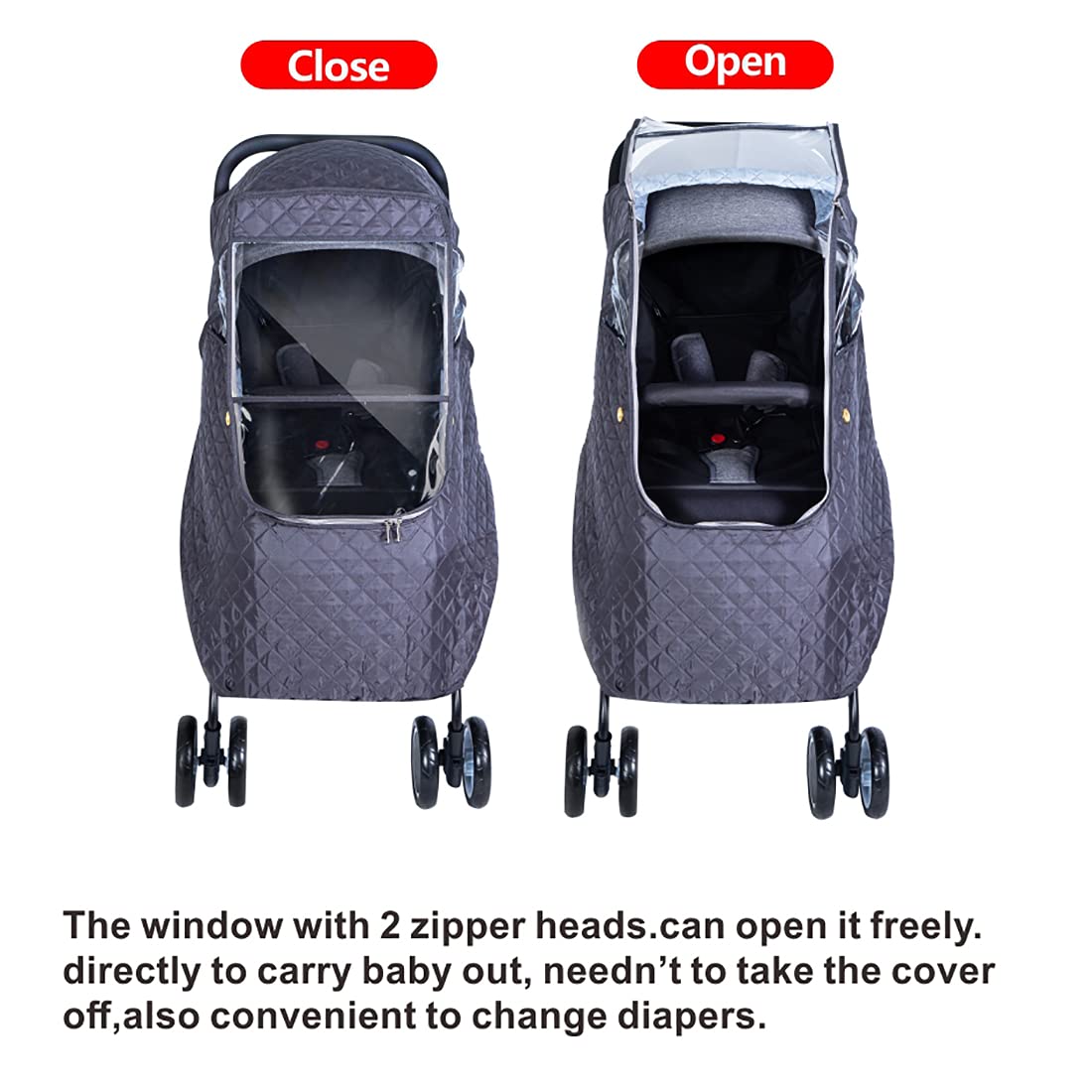 Winter Stroller Weather Shield Universal,Baby Stroller Rain Cover Waterproof,Travel Strollers Raincoat,Pushchairs Accessories,for Colder Weather,Protect from Snow Wind Sun Dust (Dark Gray)