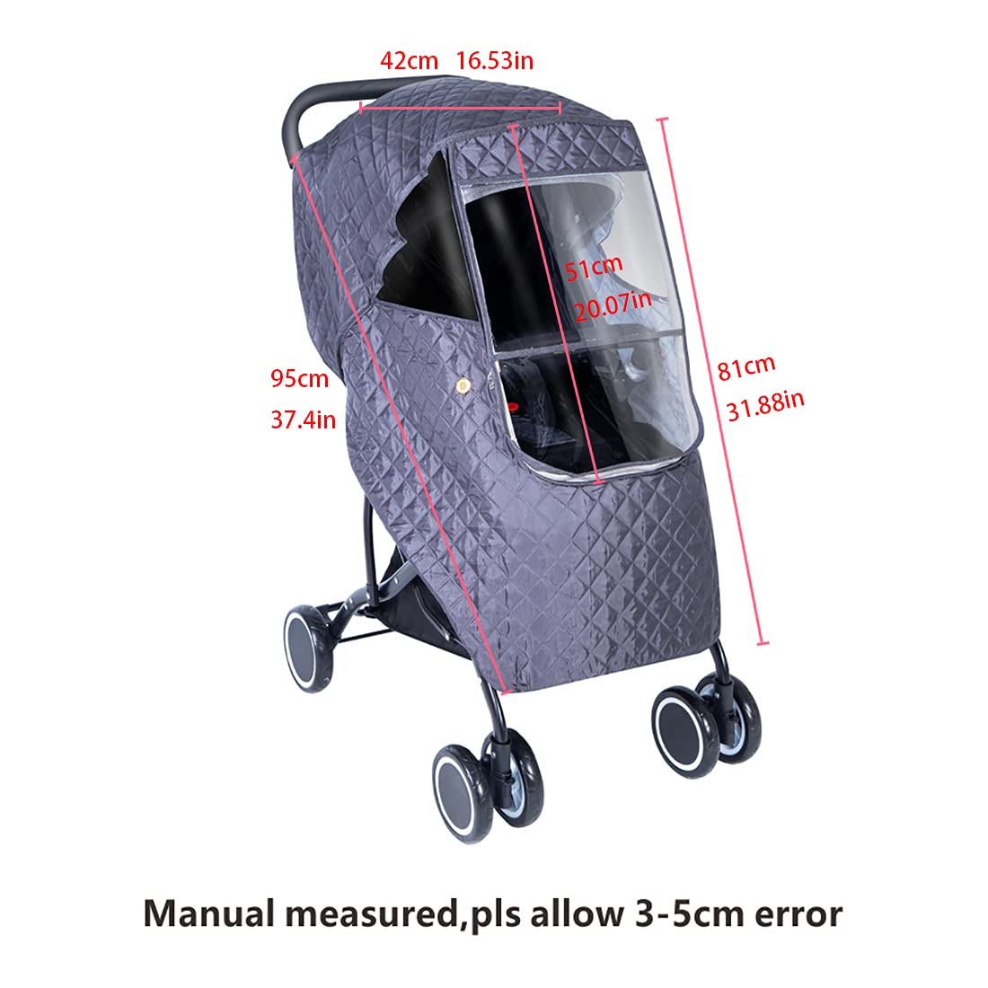 Winter Stroller Weather Shield Universal,Baby Stroller Rain Cover Waterproof,Travel Strollers Raincoat,Pushchairs Accessories,for Colder Weather,Protect from Snow Wind Sun Dust (Dark Gray)