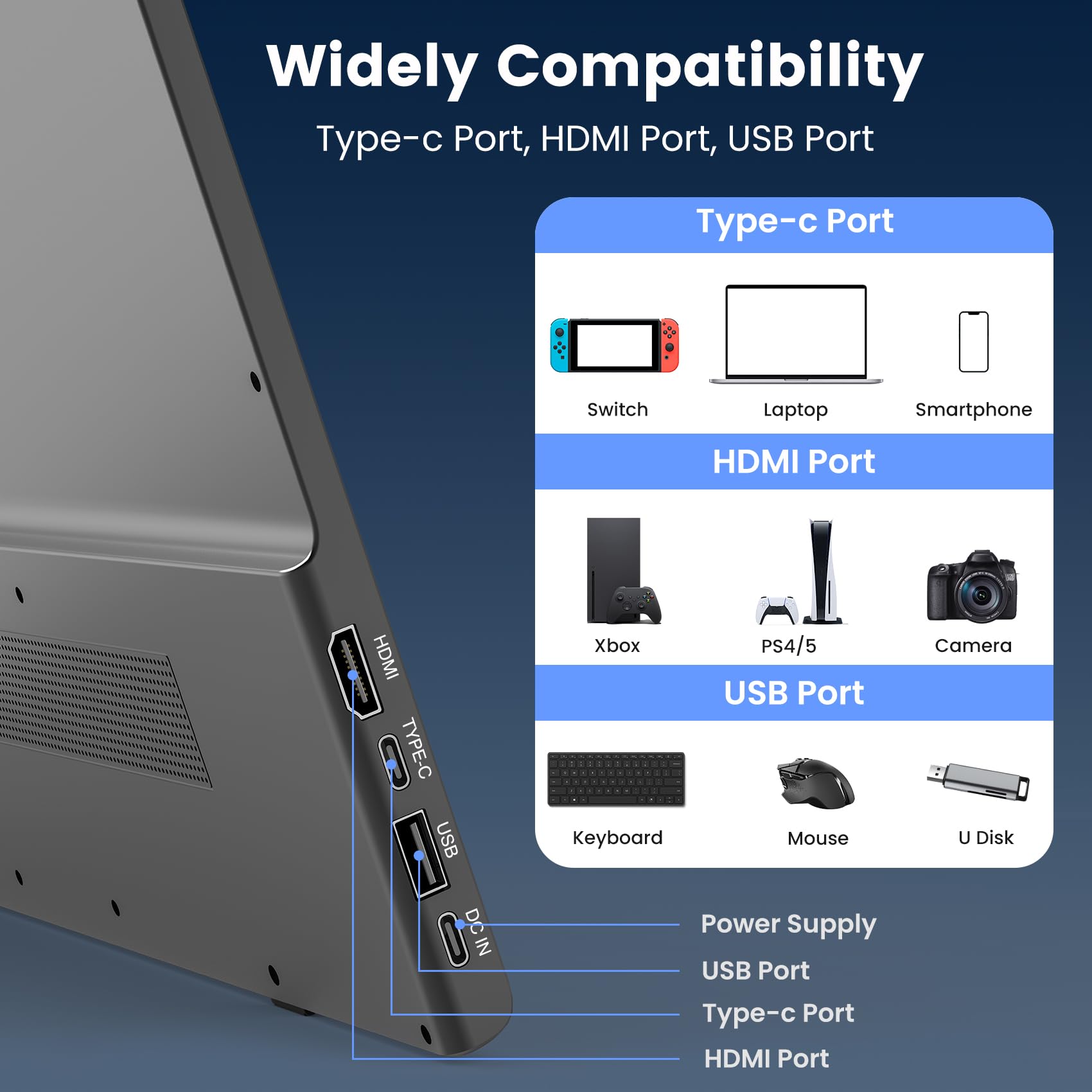FANGOR Portable Monitor for Laptop (Black)
