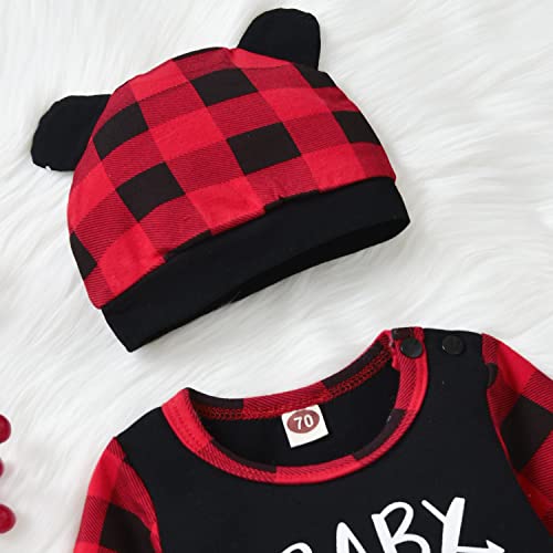 Aalizzwell Infant Baby Romper Toddler Brother Christmas Matching Outfits Xmas Buffalo Plaid Bear Boys Clothes 0-3 Months