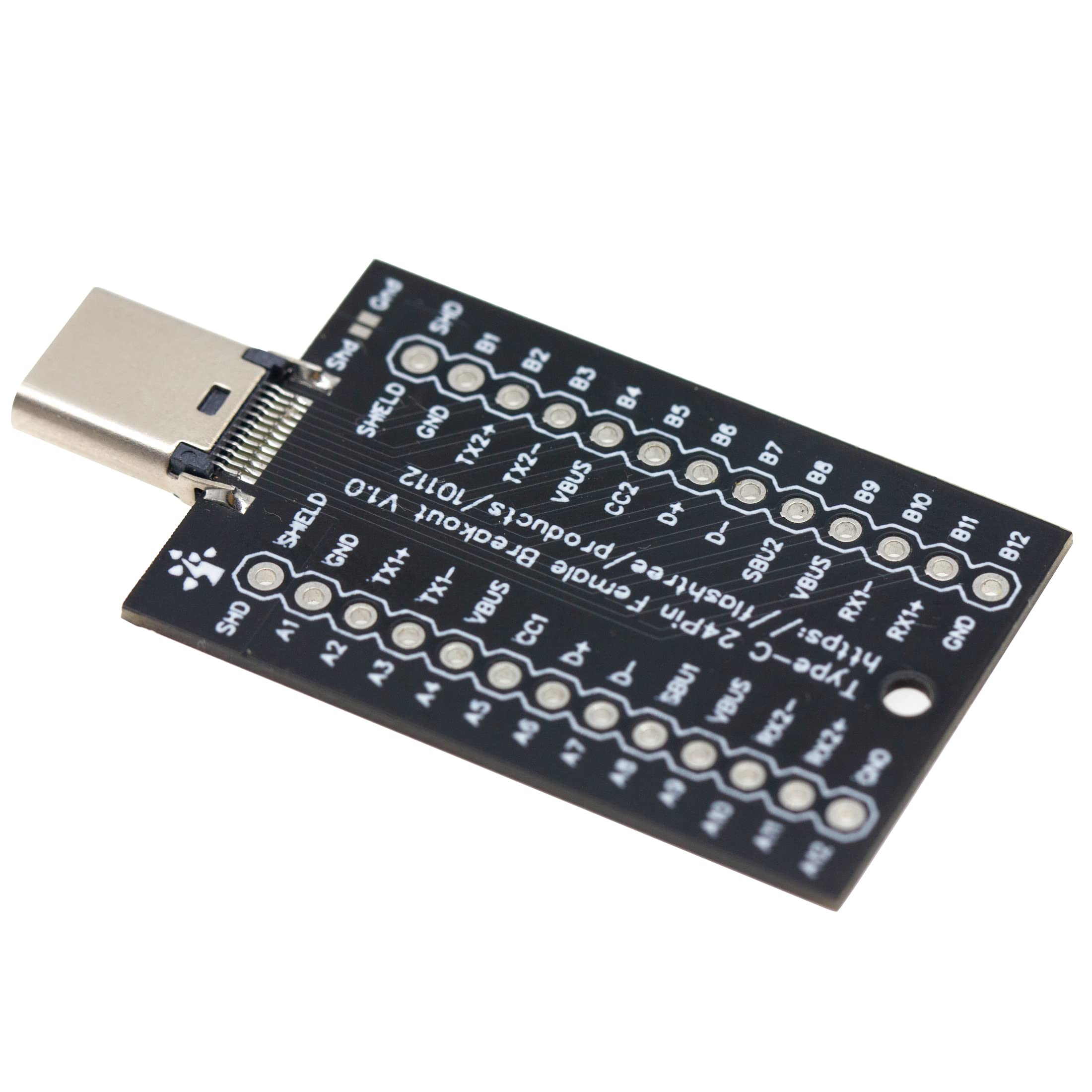 USB Type C Breakout Board Female Male Plug 6Pin 24Pin (24Pins Female Plug (Black))