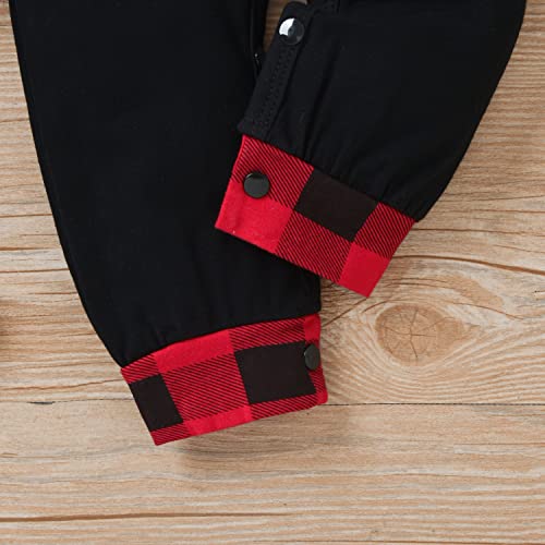 Aalizzwell Infant Baby Romper Toddler Brother Christmas Matching Outfits Xmas Buffalo Plaid Bear Boys Clothes 0-3 Months