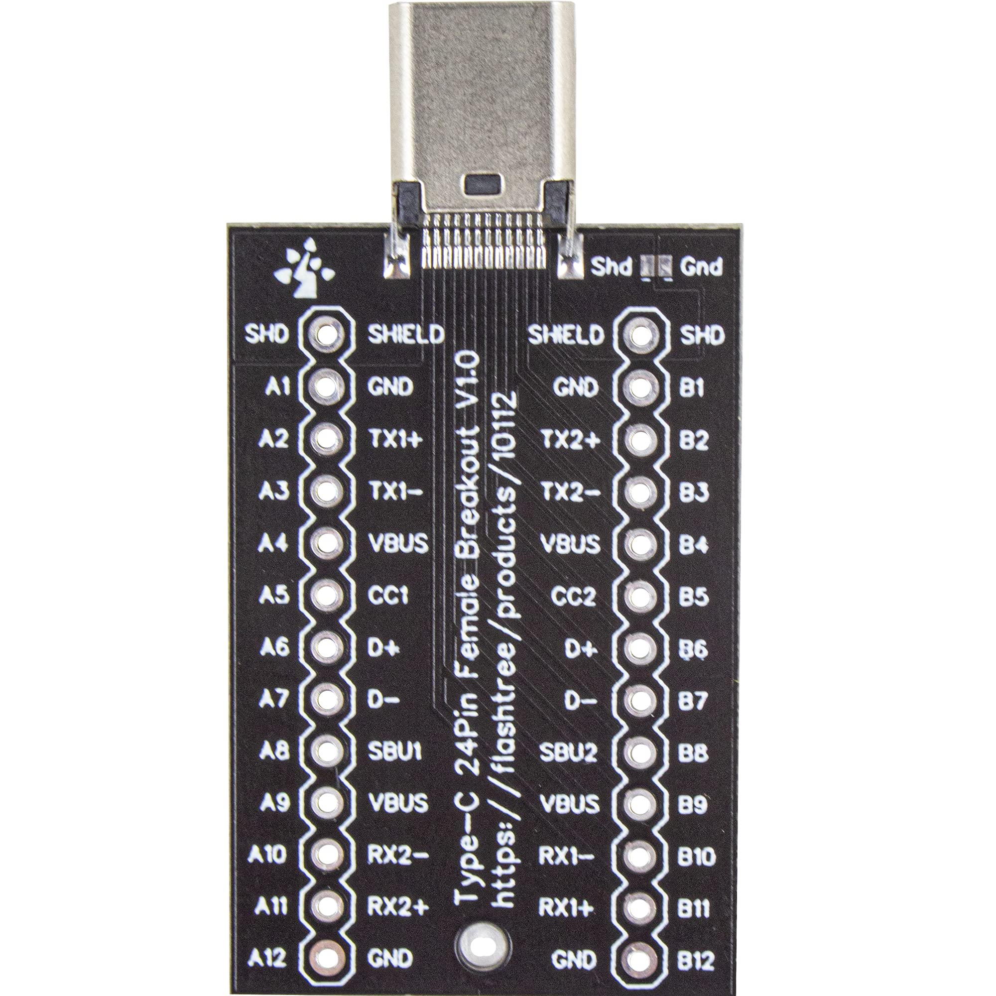 USB Type C Breakout Board Female Male Plug 6Pin 24Pin (24Pins Female Plug (Black))