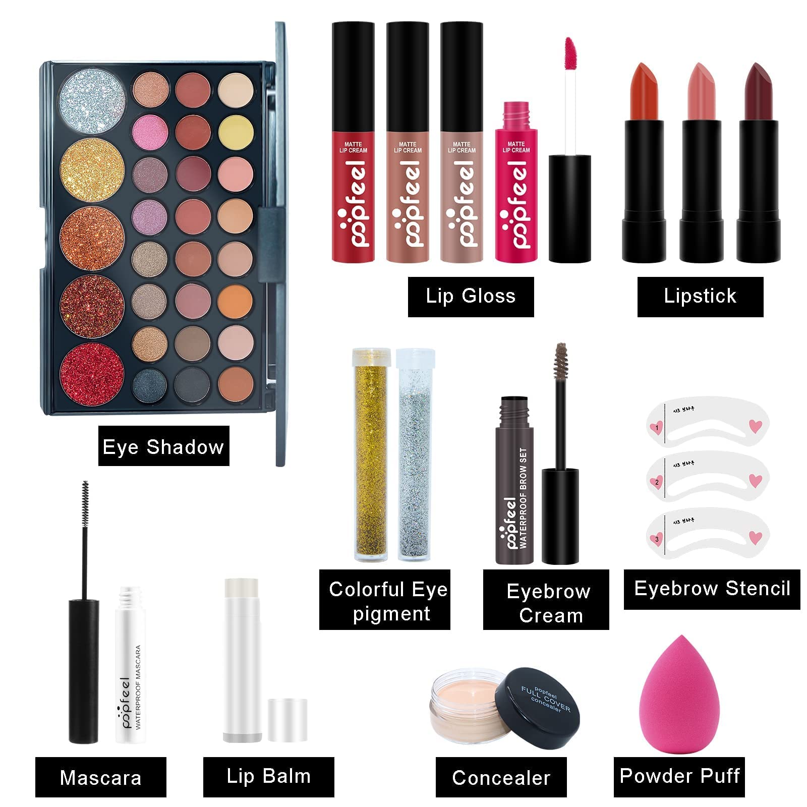 Makeup Kit for Women Full Kit, 27PCS All-in-one Makeup Gift Set, Include Eyeshadow Palette, Lip Gloss Set, Makeup Brush Set, Foundation, Concealer